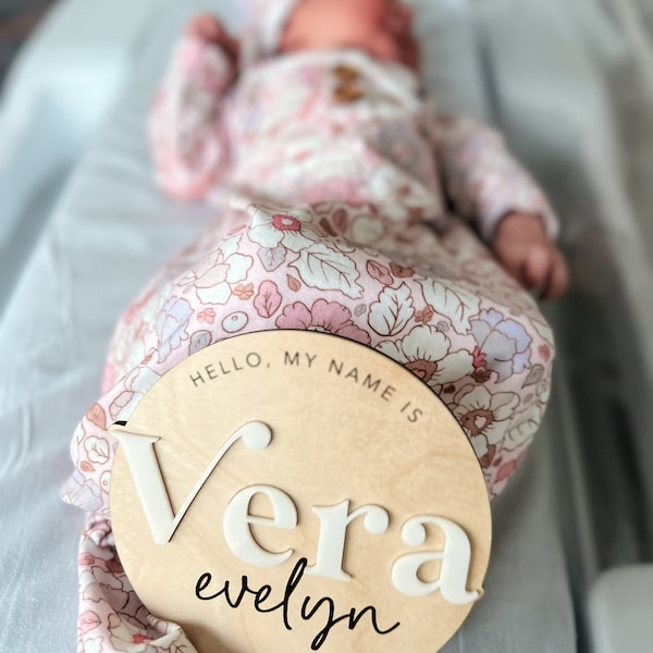 Retro Baby Name Announcement | Acrylic Baby Name Announcement Sign ...