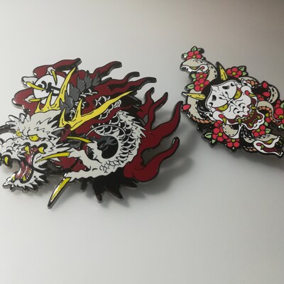 YK Dragon of Dojima enamel Pin - Etsy