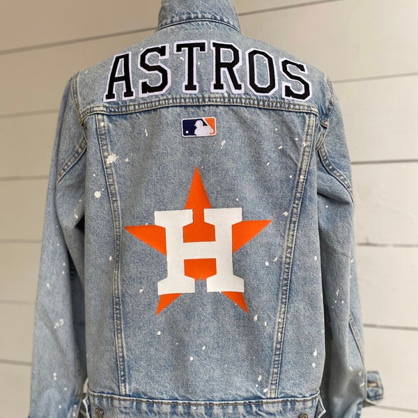 Custom Jean Jacket Custom Denim Jacket Houston Astros Sports Jacket ...