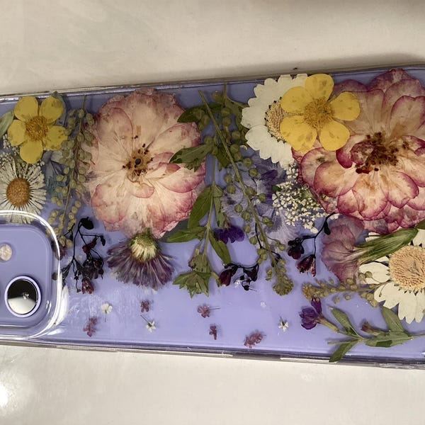 Real Pressed Flower Phone Case for iPhone 16 15 14 13 12 11 Pro Max X ...