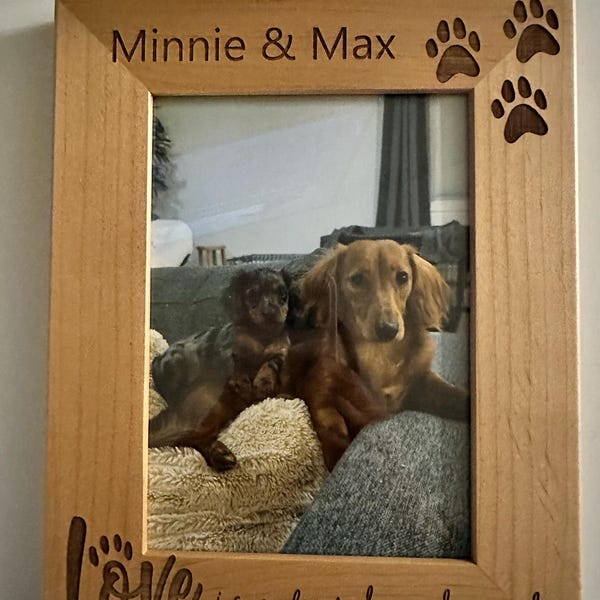 Custom Dog Photo Frame, Laser Engraved - Personalized Pet Picture Frame ...