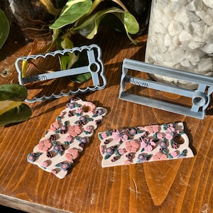 Long Skinny Rectangle With Diagonal Embossed Lines Set of 2 Polymer ...