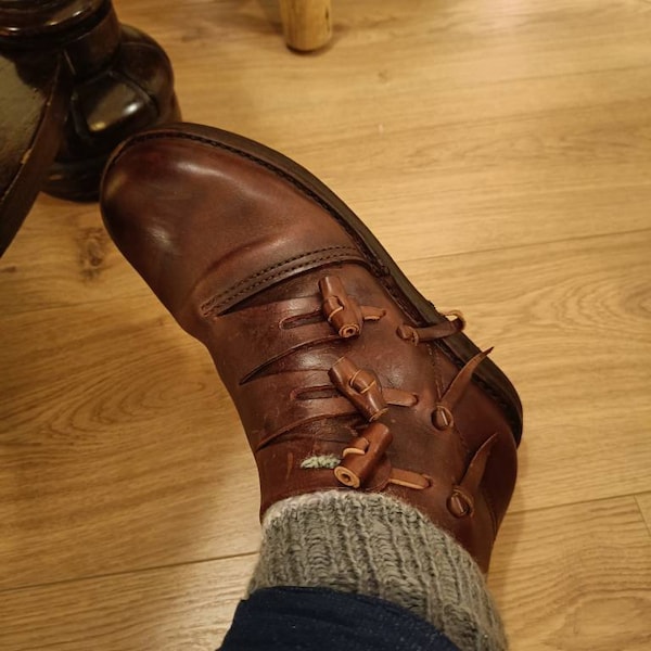 Viking HEDEBY Shoes With Leather Buttons - Etsy