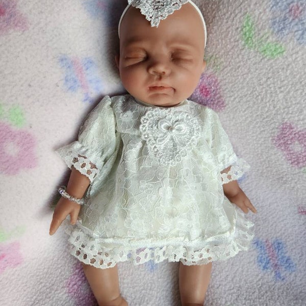 Reborn Doll Baby Dress in White With Pink Lace for 18-20 Reborn Dolls ...
