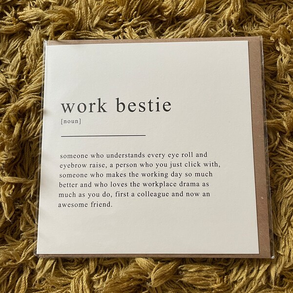 Work Bestie Definition Card | Work Bestie Card | Work Bestie Birthday ...