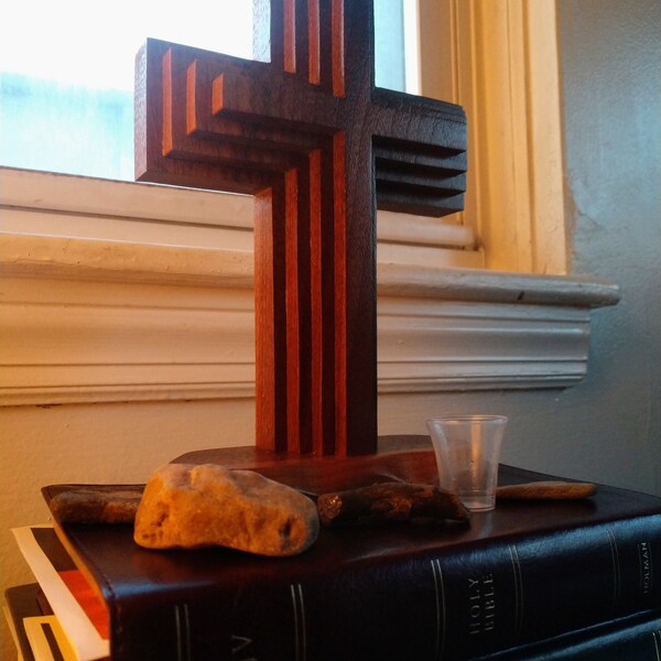 Handmade Dimensional Tabletop Cross - Crafted From Walnut Hardwood ...