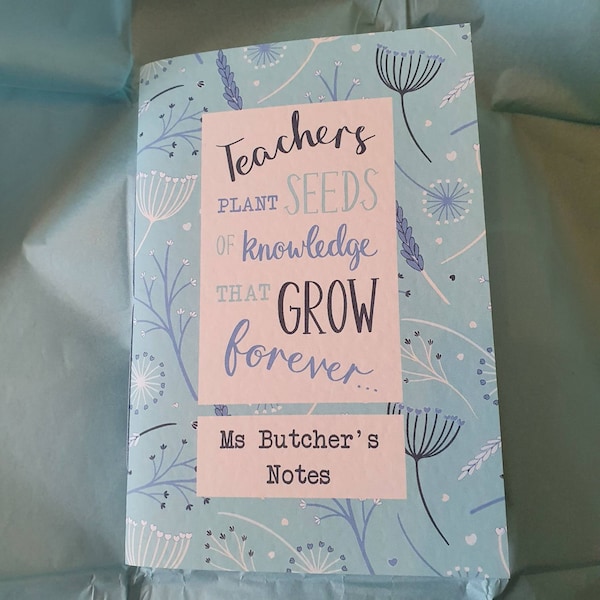 Personalised Teacher Gift Notebook With Teaching Quote - Good Luck or ...