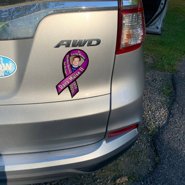 Personalized Opioid and Overdose Awareness Ribbon Magnet - Add Photo or ...