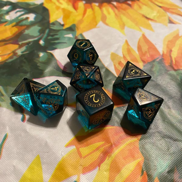 Full Dnd Dice Set | Satin Finish Dice | Rainbow Matt Glass| Dnd Gift ...
