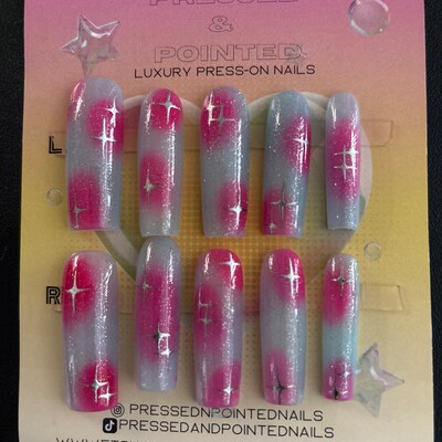 Moon Phase Nails Moon Nails Black Nails Cat Eye Nails Hand Painted ...