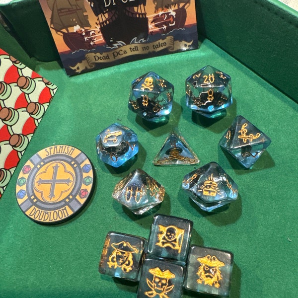 Pirates Plunder Exclusive 11 Dice Set | Anne Bonny & Blackbeard Pirate ...