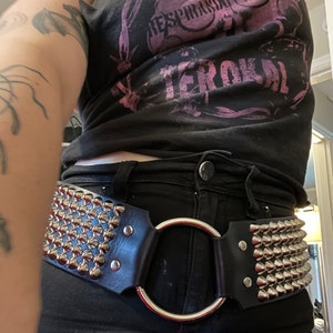 Three Row Pyramid Studded Belt With Teo O-rings | Etsy