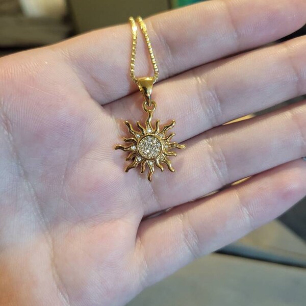 Sunshine Necklace, Sun Gold Necklace, Sunny Necklace, Celestial ...