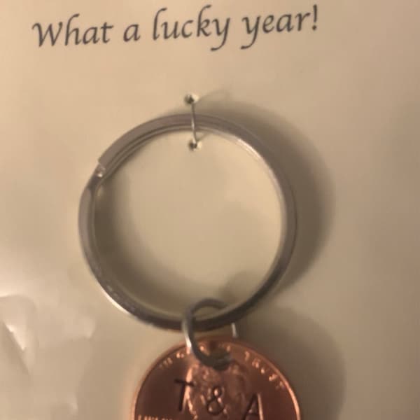 Personalized Penny Keychain, Couples Lucky Penny Customized Anniversary ...