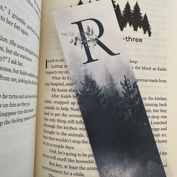 Personalized Letter Bookmark, Customized Monogram Pine Forest ...