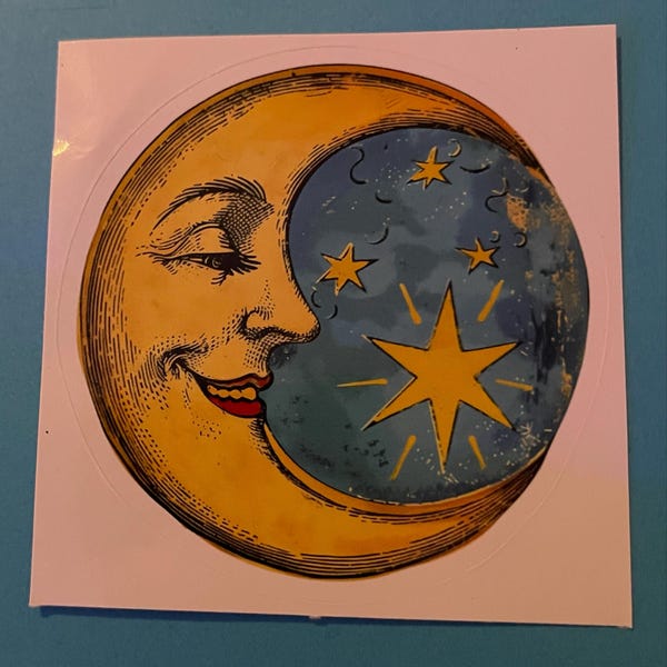 Vintage Moon and Stars Vinyl Sticker - Retro Crescent Moon Decal for ...