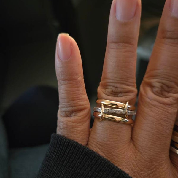 14KGF Heavy Fit Triple Silver and Yellow Gold Filled Ring, Maximum ...