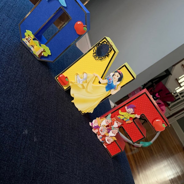 Snow White Party Decoration Snow White 1st Birthday One Letters 3D Snow ...