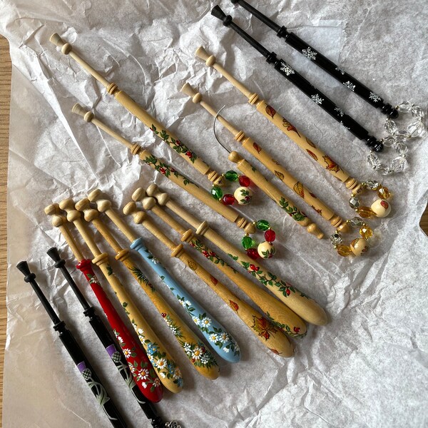 Painted Lacemaking Tools - Available Separately - Spiral Berries and ...
