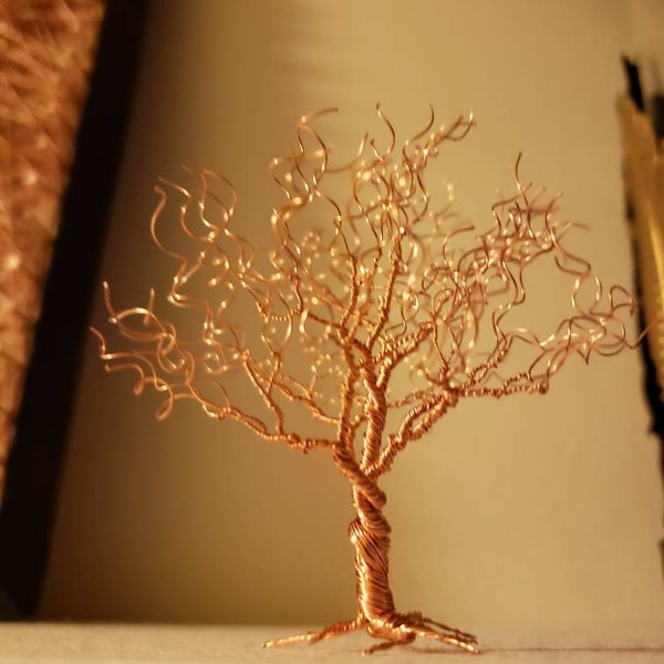 Copper Wire Tree Art Statue, Minimal Miniature Wire Tree of Life ...