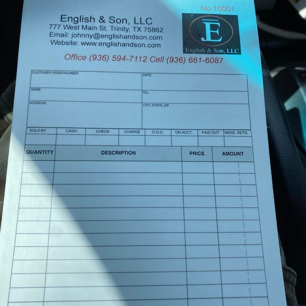 2 Part Ncr Carbonless Sales Receipt Book Full Color Customized 5.5 X 8. ...