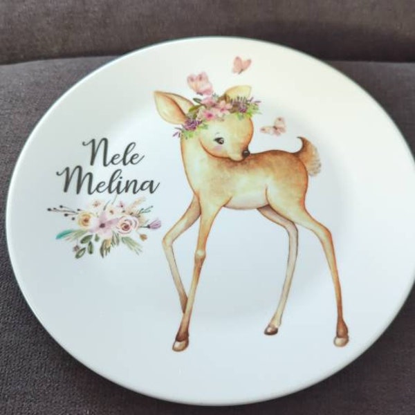 Kindergeschirr, personalisiert, Dschungeltiere, Kinderteller mit Namen, Taufgeschenk, Geschenk ...
