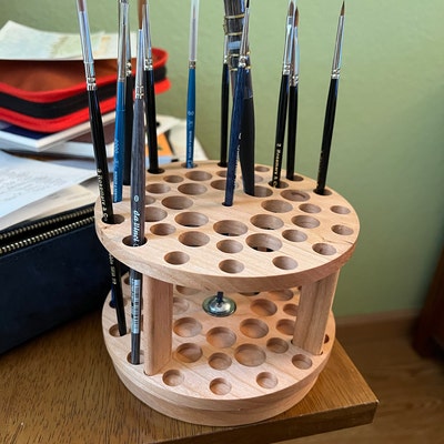 Rotating Paint Brush Holder Set, Handmade Paintbrush Holders - Etsy