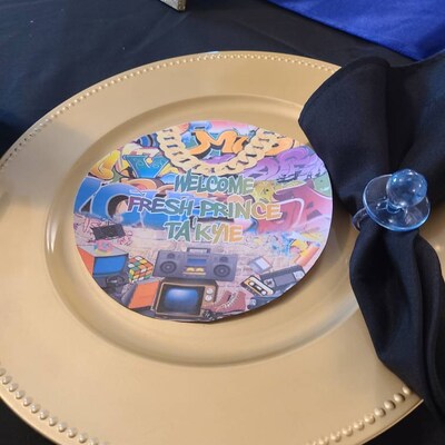 EDITABLE Hip Hop Charger Plate Insert Throwback Birthday Party 90s Baby ...