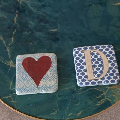Resin Ceramic Letter Alphabet Pattern Tile Coaster Personalise Coasters ...