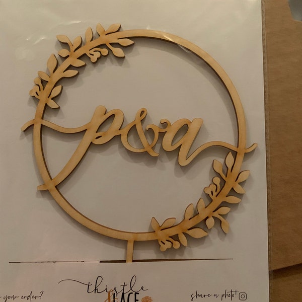 Rustic Wedding Cake Topper, Custom Wedding Cake Topper, Monogram Cake ...