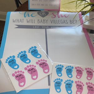 20 Gender Reveal Party Stickers He or She Labels Heart | Etsy
