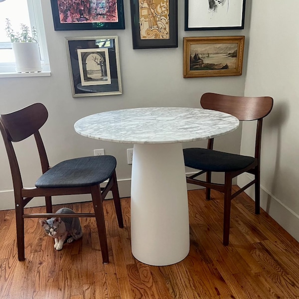 Japandi Terracotta Round Dining Table: Modern Minimalist Design - Etsy