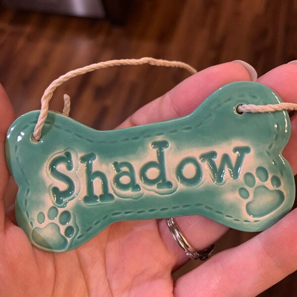 Personalized Ceramic Dog Bone Christmas Ornament, Custom Clay Dog Bone ...
