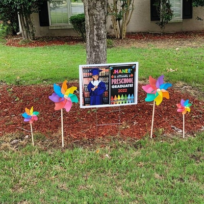 Editable Kindergarten Graduation Sign With Photo, Girl Last Day of ...