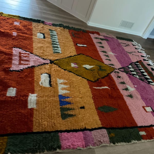 Amazing Blue Morrocan Rug, Rug for Living Room , Striped Tufted Rugs ...