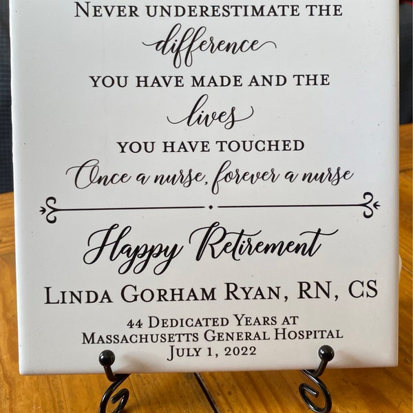Forever A Nurse Retirement Tile Plaque Gift for RN, Cna, Lpn, Aprn ...