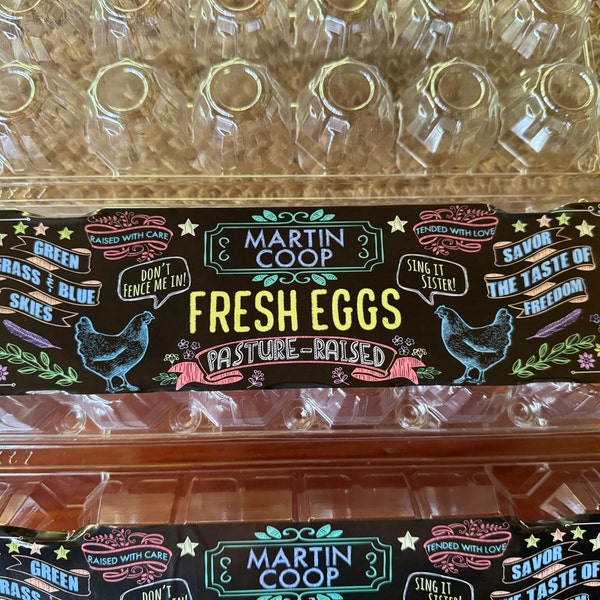 Custom Egg Carton Labels - Chalkboard Style - Customizable Text - Half ...
