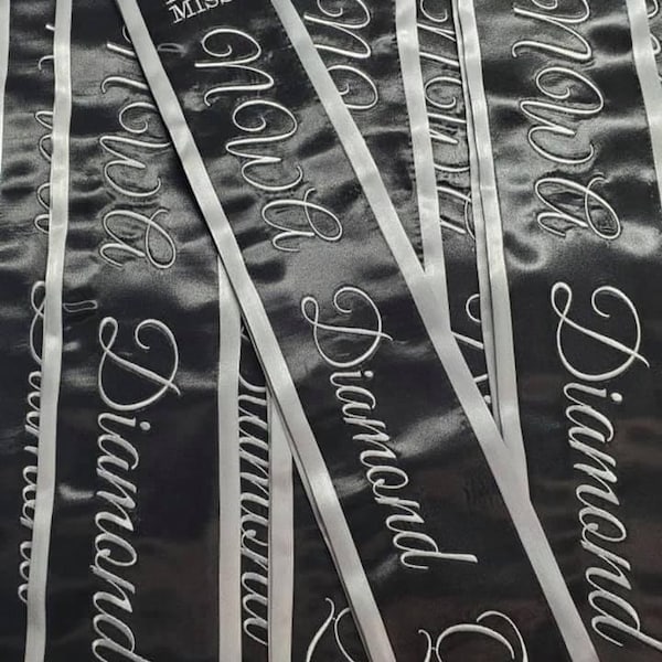 Custom Embroidered Pageant Sash With Cursive Font - Etsy