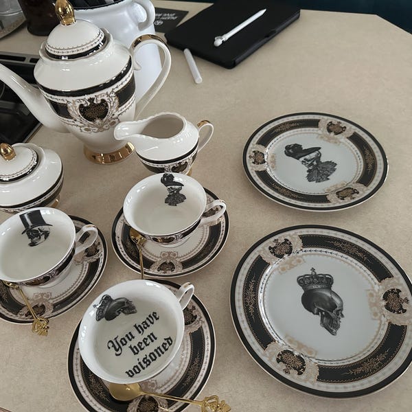 Four 22k Gold Spooky Halloween Potion/spells/witches Brew/poison Teacup ...