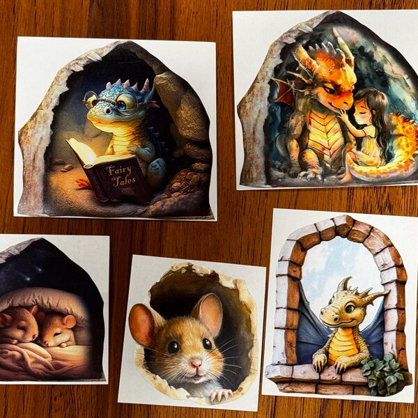 Realistic Mice in Hole Sticker Family of 4 Mouse Decal Peekaboo ...