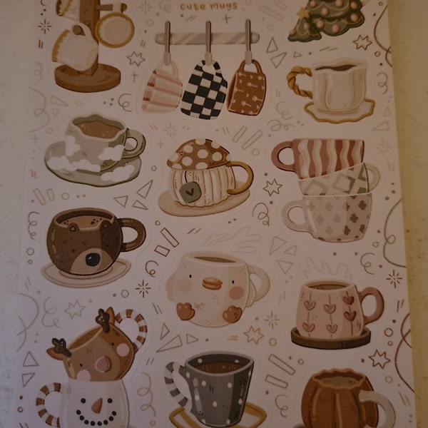Sticker Sheet - Cute Mugs | Journal Stickers, Calendar, Planner ...