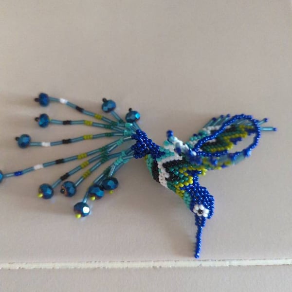 Guatemala Hand Beaded Hummingbird Souvenir Colibri Multicolor Ornament ...