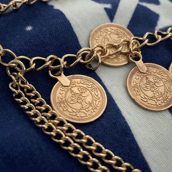 Belly Chain, Gold, Silver, Coin Detail 18-40 Inch, Handmade, Festival ...