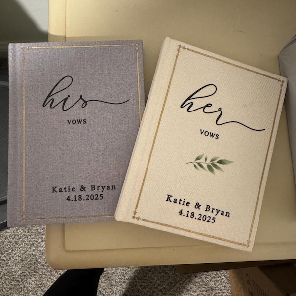 Custom Linen Vow Books Set of 2, Couple Engagement Gift for Lovers ...