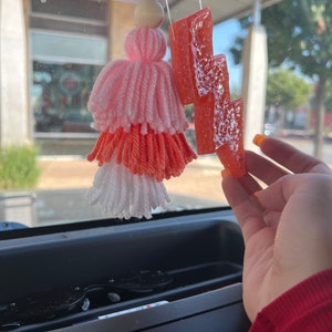 Tassel Car Charm Rainbow Car Accessories Rear View Mirror Hanging Car ...