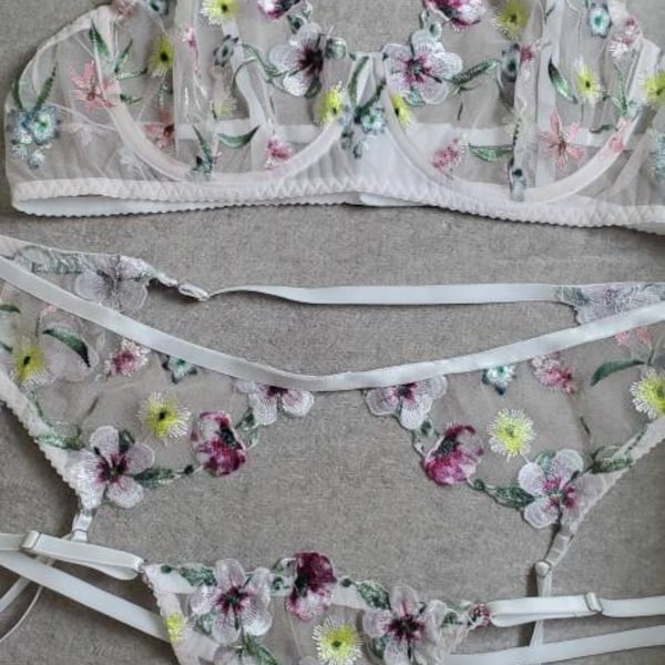 Sheer Bra,transparent Lingerie,bra and Panty Set,mesh Panty,lingerie See Through,see Thru ...