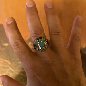 Vintage Native American Style Southwestern Turquoise Stone Inlay Men's ...