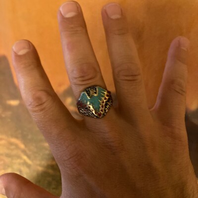 Vintage Native American Style Southwestern Turquoise Stone Inlay Men's ...