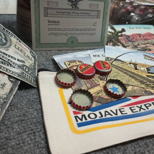 Fallout New Vegas Mojave Express Courier Pouch Sunset Sarsaparilla Caps ...