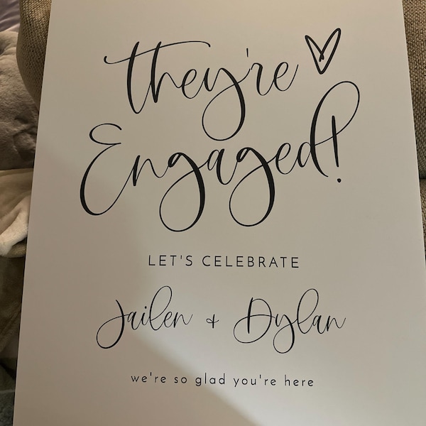 PRINTED + SHIPPED Engagement Party Sign, They're Engaged Sign, Modern ...